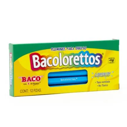 Marcador Baco Plumín Bacoloretto Color Azul Claro C/12 Pzas | Mervins